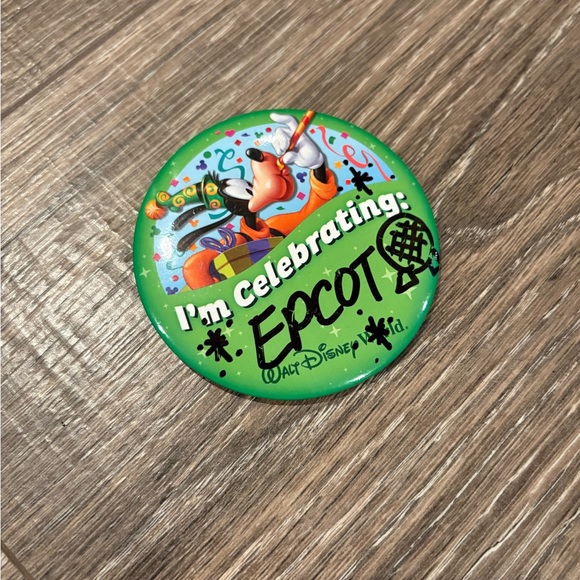 Disney | Other | Disney Button Featuring Goofy And Im Celebrating Epcot ...